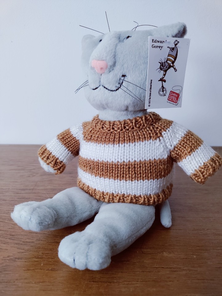 Edward Gorey Plush Cat Striped Sweater Collectible Stuffed Animal Gund ...