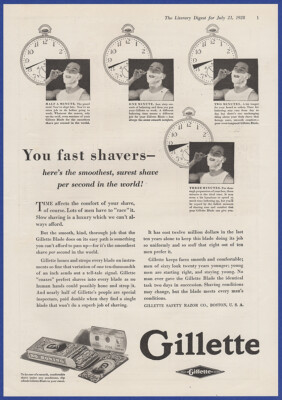 Vintage 1928 GILLETTE Safety Razor Blades Shaving Ephemera 20's Print ...