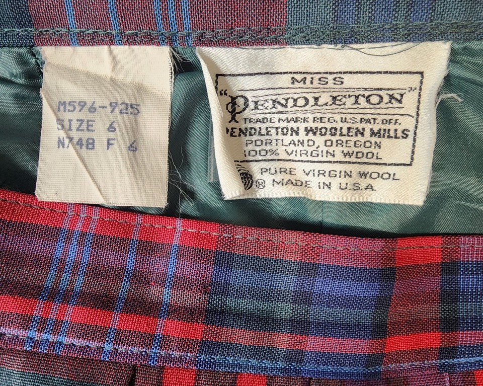 Vintage Pendleton Tartan Virgin Wool Lined Skirt Sz 6 W/Pockets Red ...