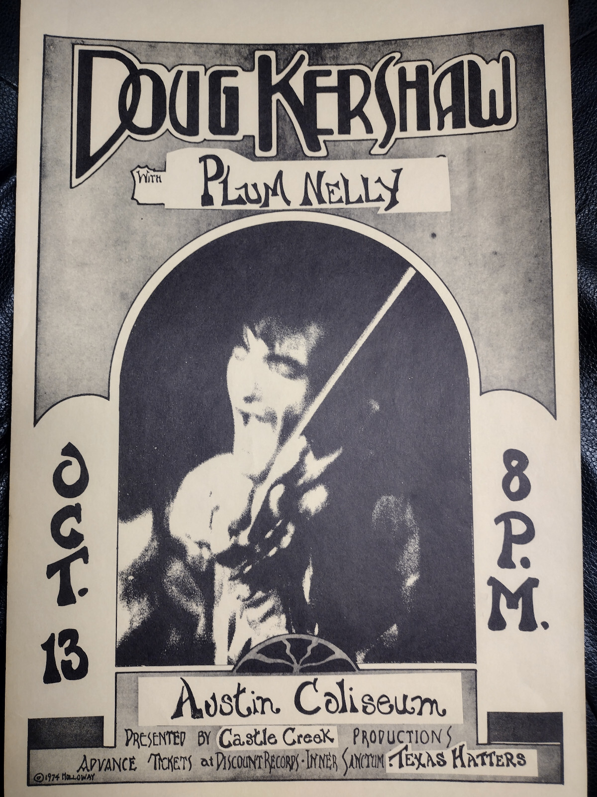 DOUG KERSHAW PLUM NELLY OCT 15 1974 HALLOWAY Concert Poster COLISEUM ...