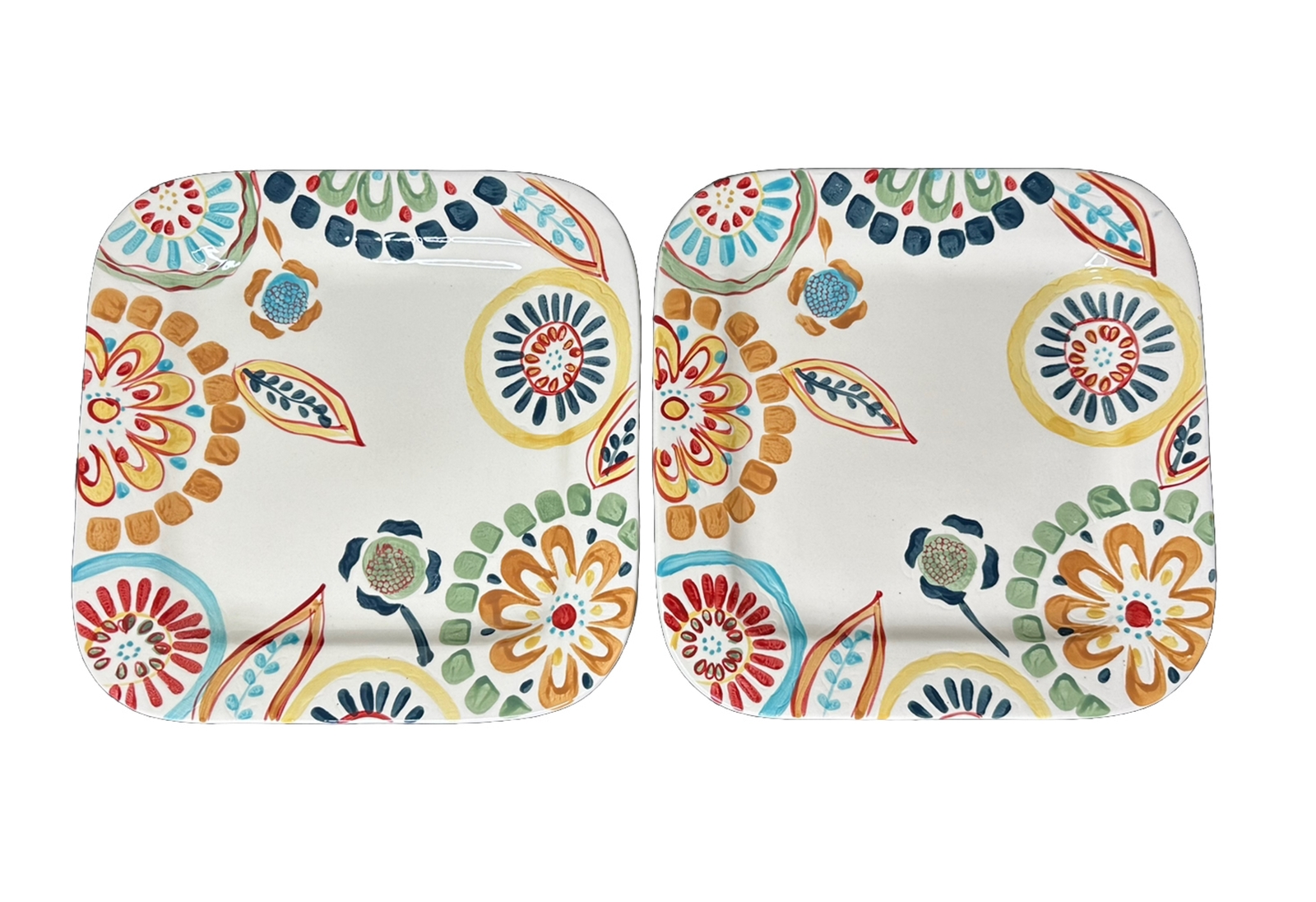 Set of 2 Zinnia by Target Home American Simplicity Square Dinner Plates ...
