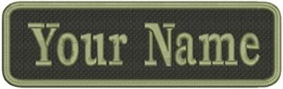 Rectangular 1 Line Custom Embroidered Name Tag Sew on Patch (Army Green ...