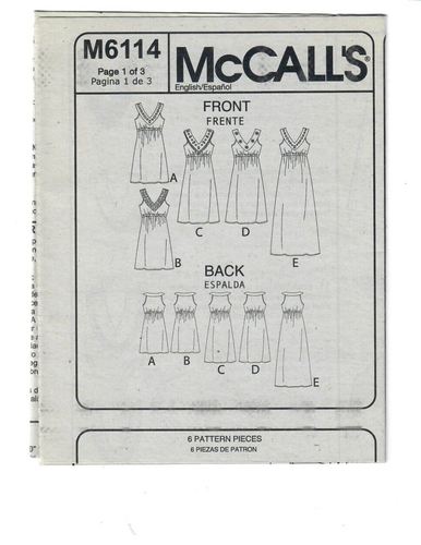 McCall's M6114 Misses Pullover V Neck Empire Dress in 3 Lengths 4-6-8 ...