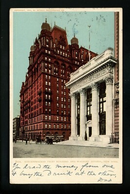 New York City NY postcard Knickerbocker Trust Building Waldorf Astoria ...
