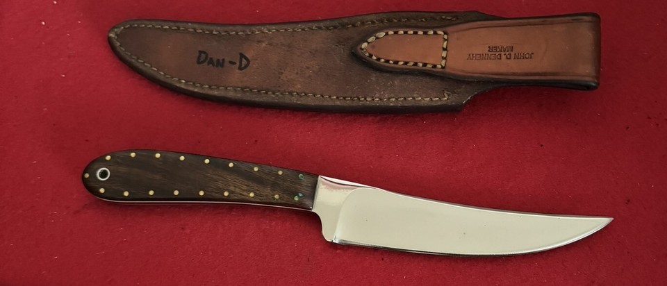 Dan Dennehy Custom Fixed Blade Trailing Point Knife & Sheath | eBay