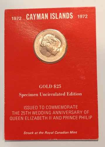 Cayman 1972 Royal Wedding 25 Dollars GOLD COIN -Uncirculated on ...