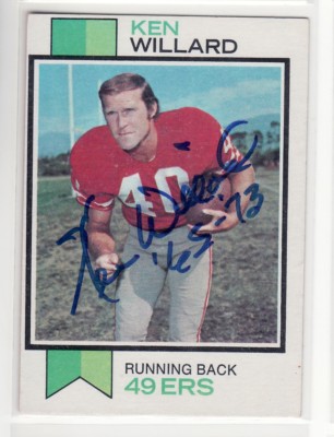 KEN WILLARD SAN FRANCISCO 49ERS 1973 TOPPS #387 NORTH CAROLINA ...