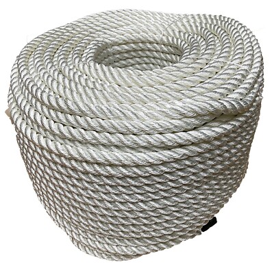 16mm White 3 Strand Polyester Rope Mooring Fender Anchor Marine Boat ...