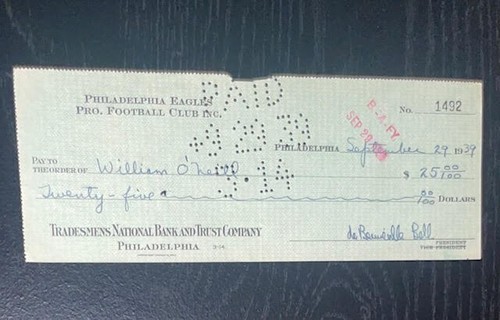 BERT BELL AUTHENTIC AUTOGRAPHED CHECK - NFL & PHILADELPHIA EAGLES ...