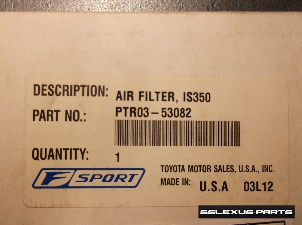 Lexus IS250 IS350 GS430 GS350 OEM Genuine F-SPORT AIR FILTER PTR03 ...