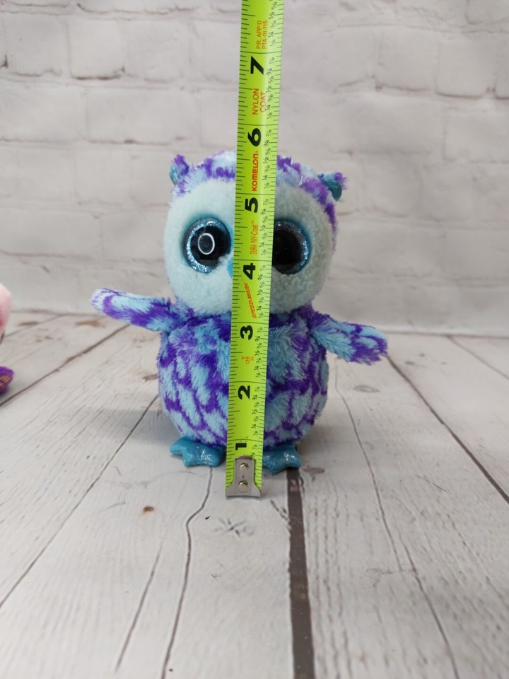 3 TY Beanie Boos Oscar The Owl, Flippy Rainbow Fish, Ice Cube Blue ...