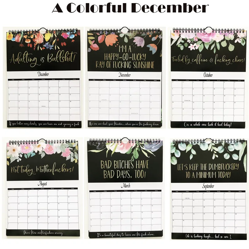 2025 Calendar For Tired-Ass Women Swear Word 12 Month Weekly Daily Wall ...