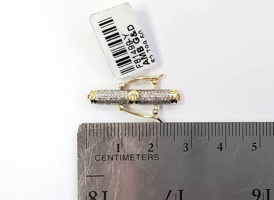 10K Yellow Gold Diamond Box Clasp Barrel Accessory 4MM Pave Set Double ...