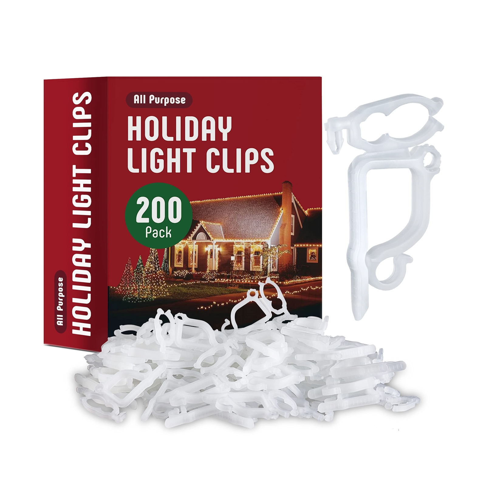 All-Purpose Holiday Light Clips [Set of 200] Christmas Light Clips ...
