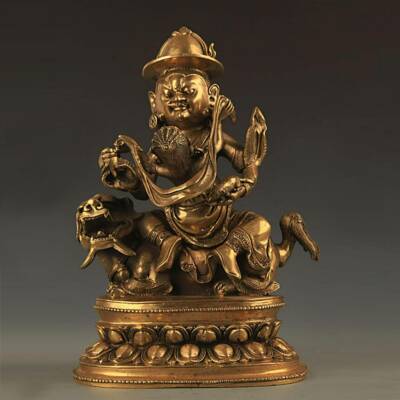 SCULPTURE FIGURE OF JHAMBALA GOD OF WEALTH GILDED BRONZE CHINA BUDDHISM ...
