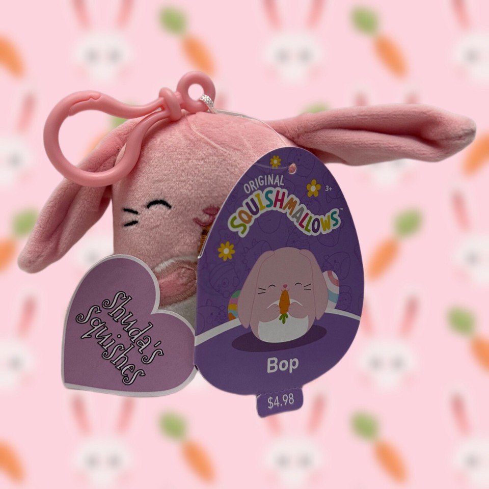 Bop the Pink Bunny Rabbit with Carrot ♡ Easter Squishmallow Clip ♡ BNWT ...