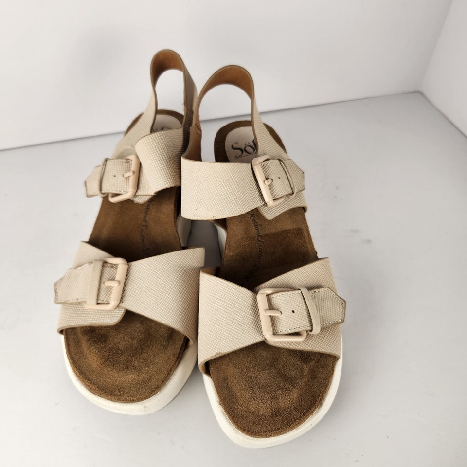 Sofft Castello Women's Comfy Casual Buckle Wedge Sandals Tan Size 8M | eBay