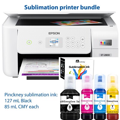 Espon EcoTank Printer With Sublimation Ink Bottles Bundle - White | eBay