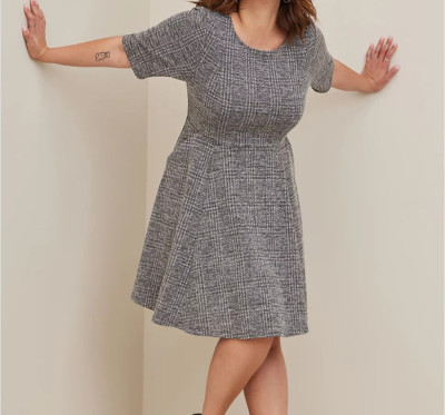 TORRID GOTH GRAY MINI STUDIO DOUBLE KNIT SKATER SHORT SLEEVE DRESS 2 2X ...