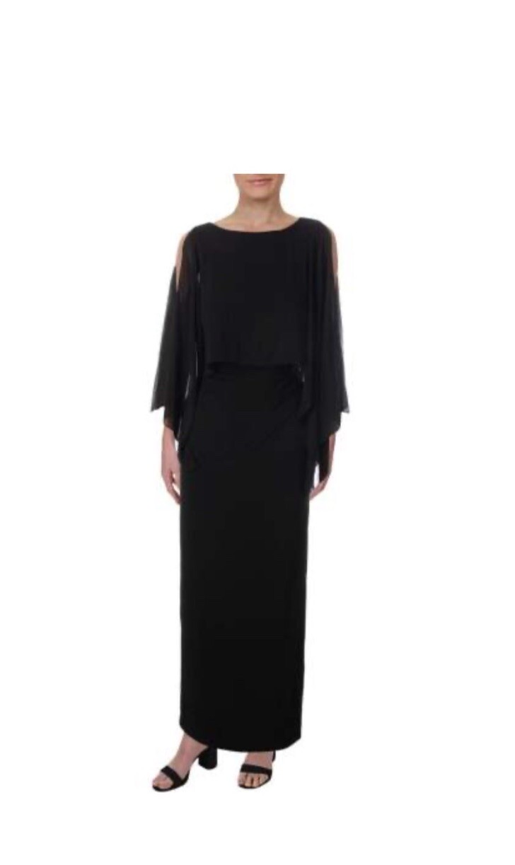 Lauren Ralph Lauren Sheer Cape Overlay Formal Maxi Go… - Gem