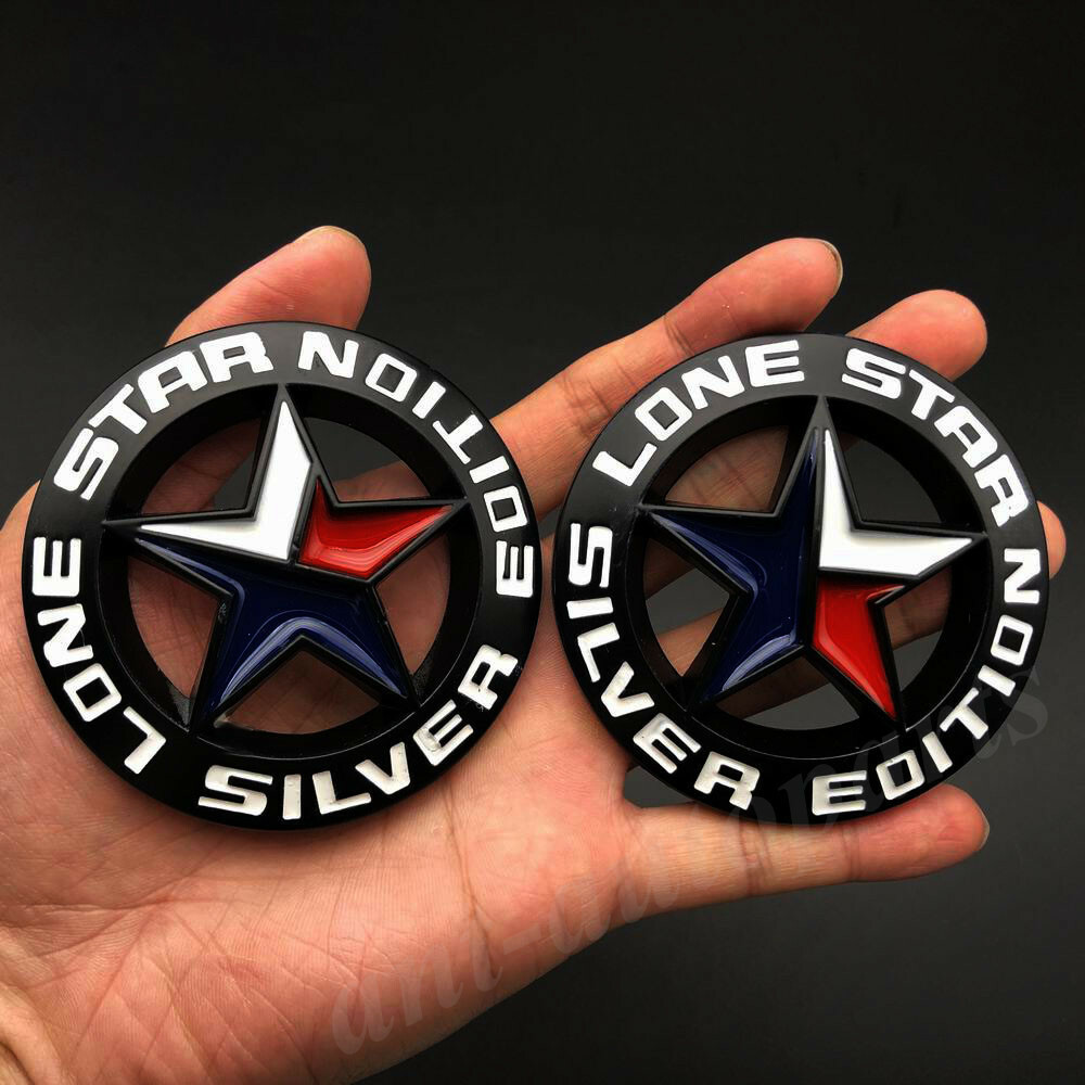 2x Metal Black Lone Star Texas Edition Trunk Emblem Badge Decal Sticker ...