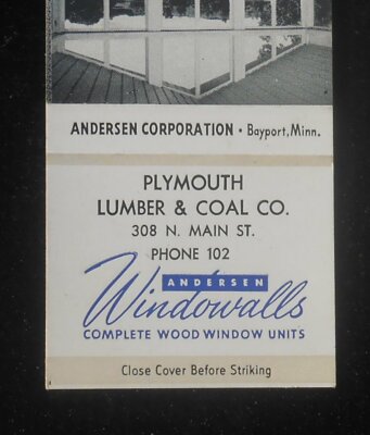 1950s Andersen Windowalls Bayport MN Plymouth Lumber & Coal Co Phone ...