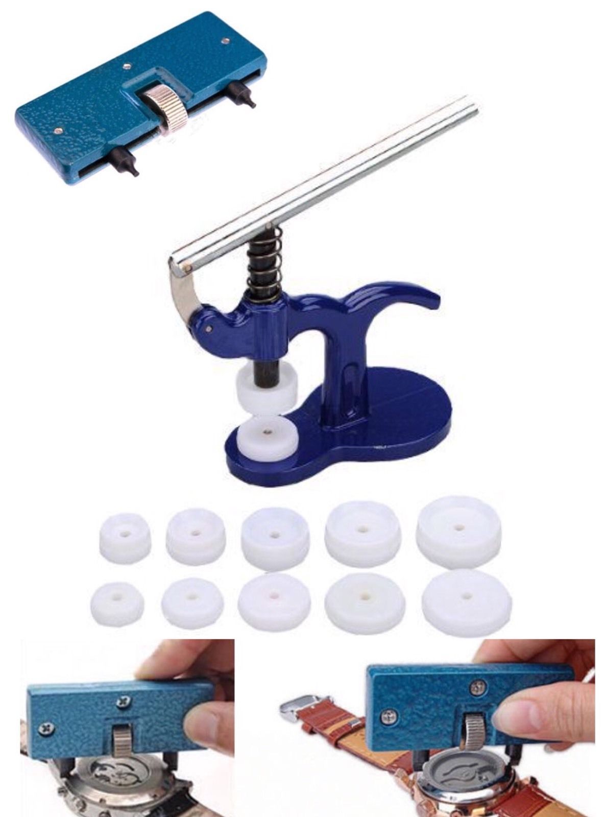 Watch Back Press And Back Case Remover Crystal Tool With 12 Dies BT10 ...