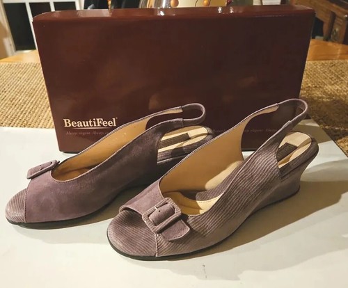 Beautifeel Violet Sandals Wedge Heel Size EU 39 Suede Leather Snake ...