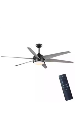 HDC Windward 68 in. LED Matte Black Ceiling Fan w/Light Kit, DC Motor ...