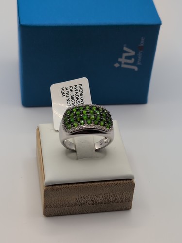 STUNNING JTV STERLING SILVER 2.37CTW CHROME DIOPSIDE/ WHITE ZIRCON RING ...