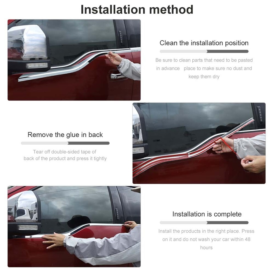 Chrome Door Window Lower Sill Molding Trim Cover Set For Ford F150 ...