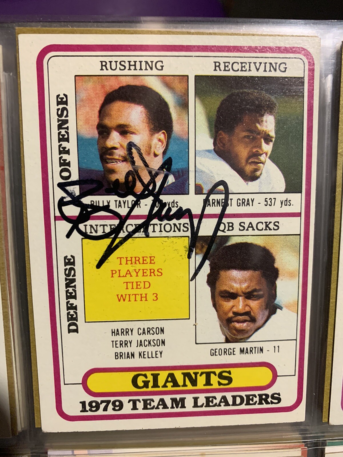 Billy Taylor autographed Topps football card. Giants running back. | eBay