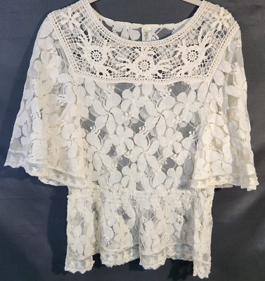 Endless Designs Bohemian lace overlay dolman sleeve blouse Size Large ...