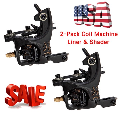 2-PACK Coil Tattoo Machine for Beginner Tattooing Liner Shader cast ...
