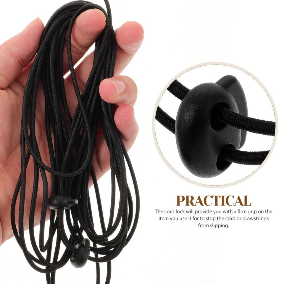 Black Cord Locks with Elastic Rope for Drawstrings and Clothing | eBay