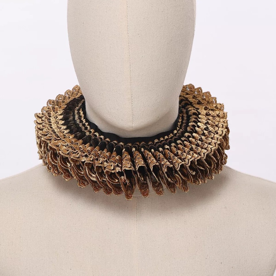 Elizabethan Ruff Collar Victorian Glitter Ruff Collar Renaissance Neck ...