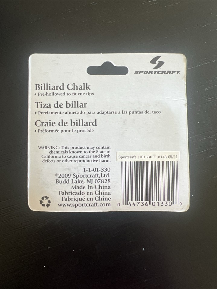 SPORTCRAFT CHALK 6 CUBES OF BILLIARD CHALK GREEN POOL CHALK NEW IN BOX ...