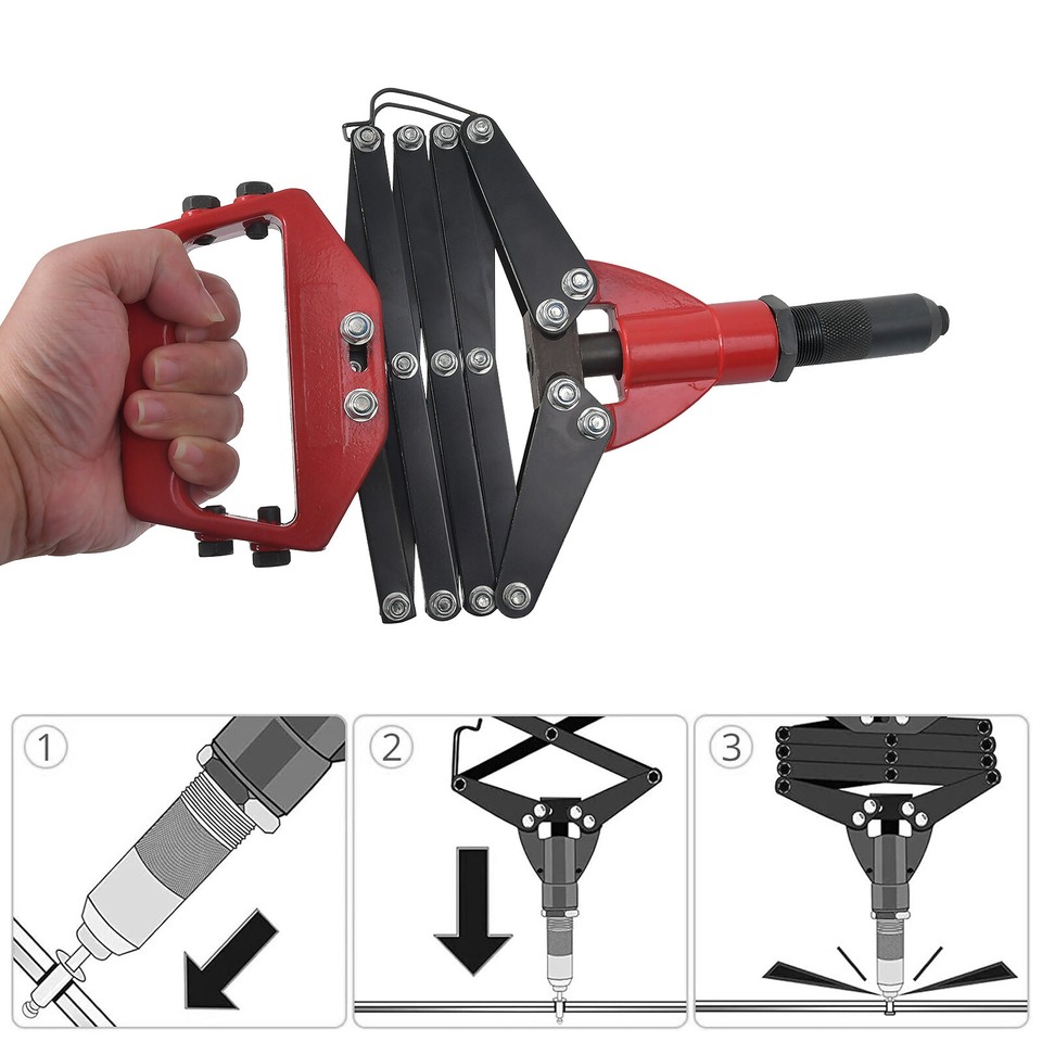 31" Lazy Tongue Tong Hand Riveter Pop Rivet Gun Single Pull Action ...