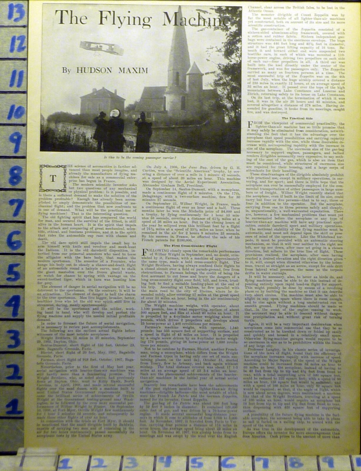 1909 FLYING MACHINE GUN AERONAUTICS FRANCE AVIATION PLANE PILOT DC AY68 ...