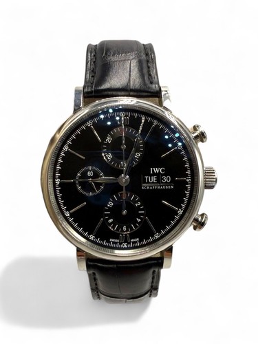 IWC Portofino Chronograph 42MM Ref. IW391029 Black In Perfect Condition ...