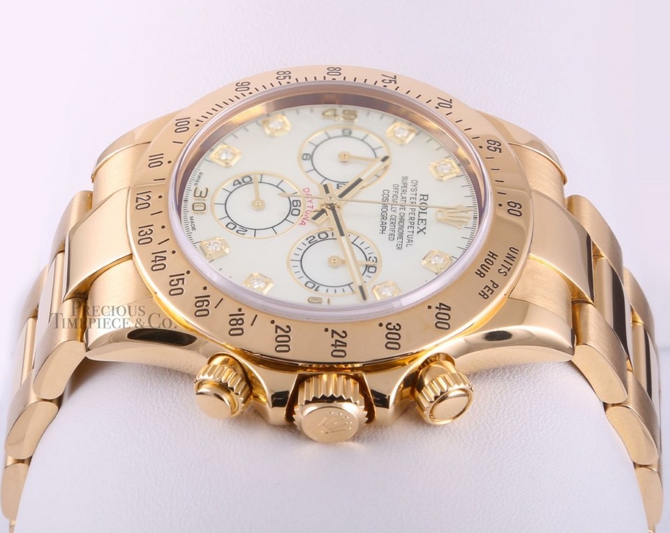 Rolex Men 40mm Daytona 116528 18k Yellow Gold Chronograph-White MOP ...