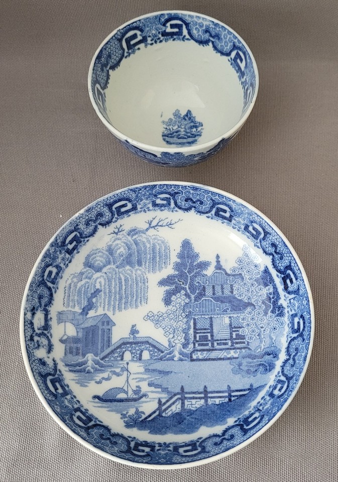 STAFFORDSHIRE PEARLWARE WEEPING WILLOW & CHINESE PAGODA TEABOWL ...