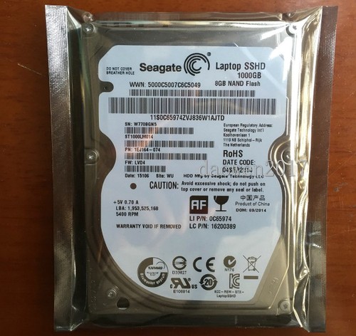 NEW Seagate 2.5" ST1000LM014 1TB 8GB NAND SATA SSHD Solid State Hybrid ...