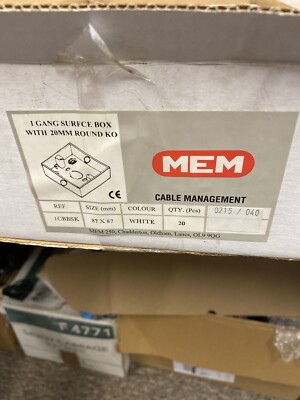 MEM PVC Surface Mounted 32mm Deep Single Pattress Box 20mm Conduit ...