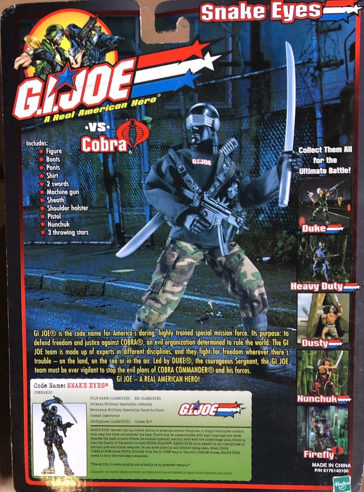2002 G.I. Joe vs. Cobra Snake Eyes 12-inch Action Figure New | eBay
