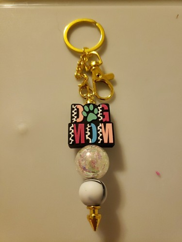 New Handmade Dog Mom Focal Bead Beaded Keychain | eBay