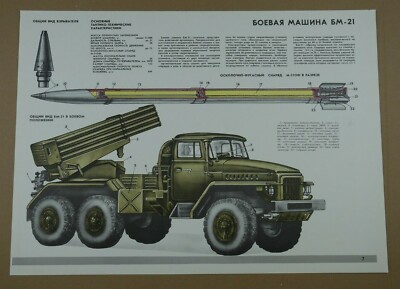 Authentic Soviet Russian Weapon Poster GRAD Missile Launcher URAL 6x6 ...