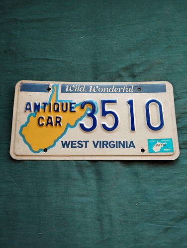 1980 West Virginia ANTIQUE CAR License Plate - "3510" WILD, WONDERFUL ...
