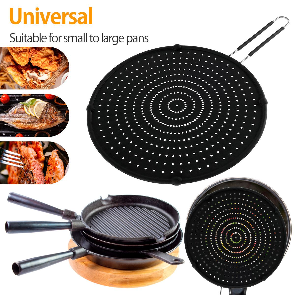Splatter Screens 13 Inch Silicone Cooking Screen Pan Cover with ...