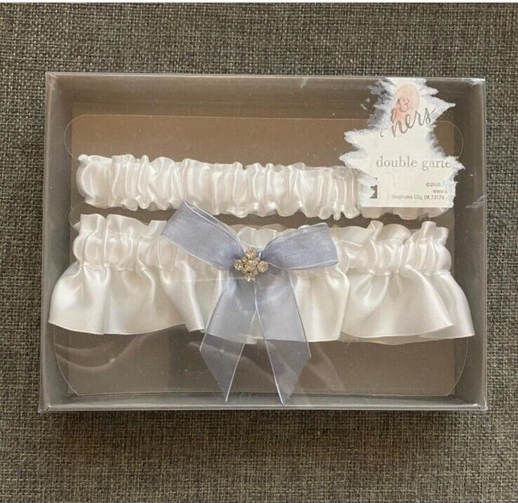 Brand New Ivory Bridal Double-Garter w/Blue Bow | eBay